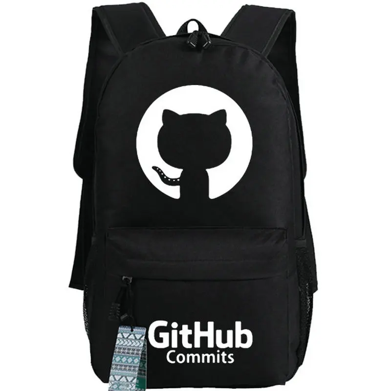 Github Backpack Hello World Daypack Commits Schoolbag Programmer Rucksack Satchel School Bag ...