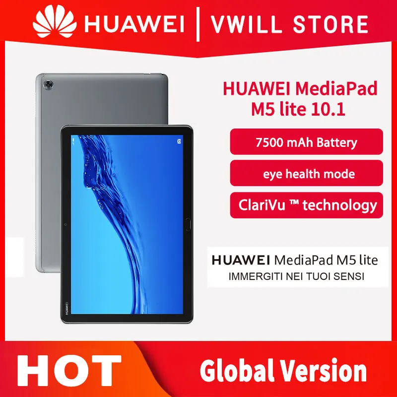 Versão global original huawei mediapad m5 lite tablet wifi (BAH2 W19) pc 10.1 polegadas 4gb 64gb ...