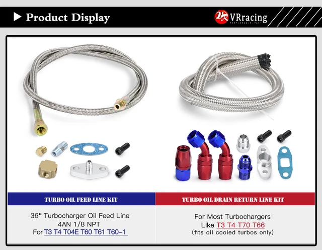 Turbocharger Kit GT45 V-Band T4 Flange - 600+HP With Oil Lines ...