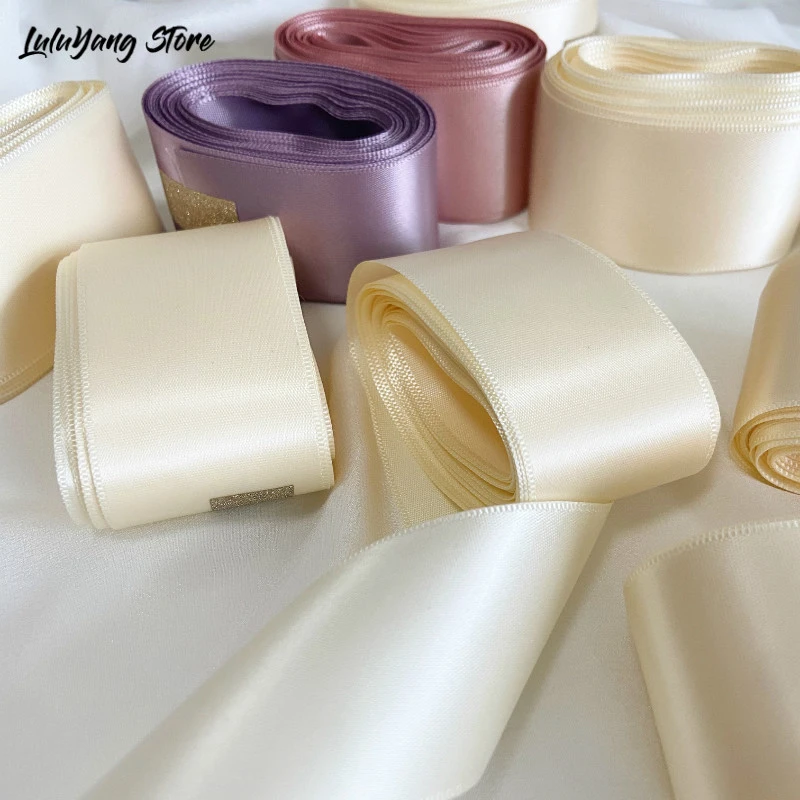 Silk Satin Ribbon Roll 25 40mm Diy Artificial Silk Rose Mauve Beige ...
