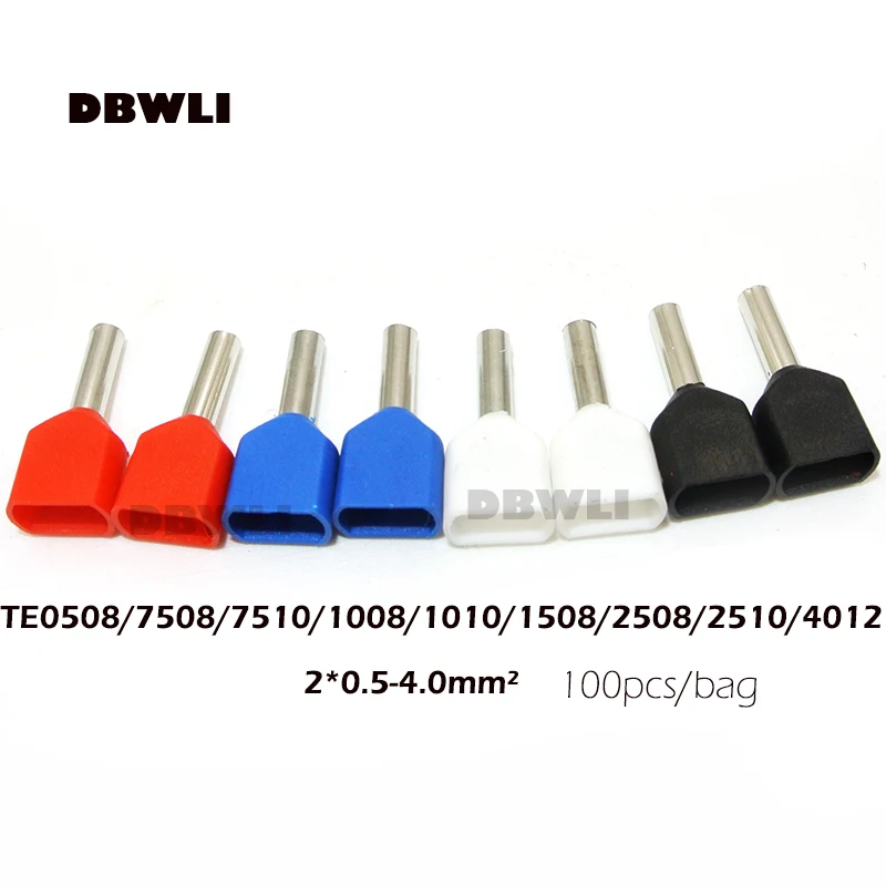 100Pcs-Double-Cord-Terminal-Copper-Insulated-Crimp-Terminal-TE-0508 ...