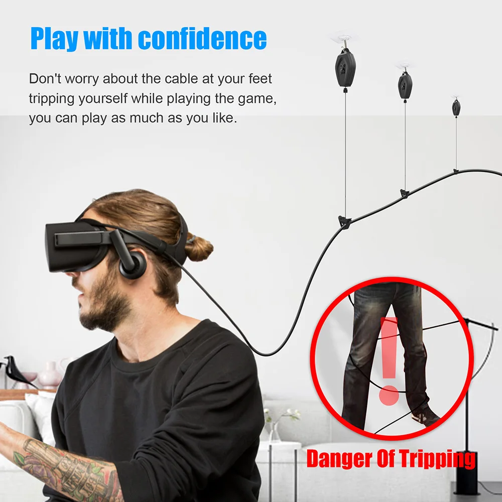 VR Cable Management, Packs Retractable Ceiling Pulley System VR ...