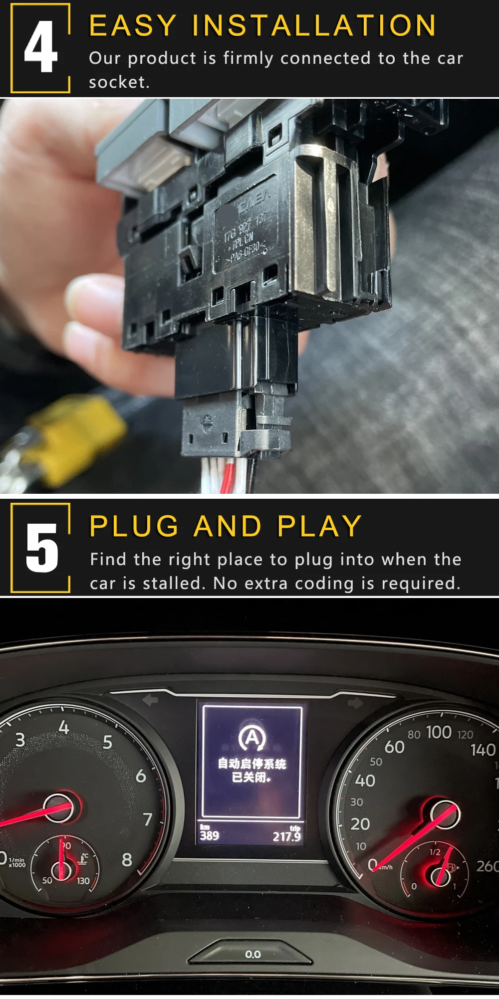 Motorstart stopp åsidosättande modul För VW Volkswagen Golf MK6 2008 ...