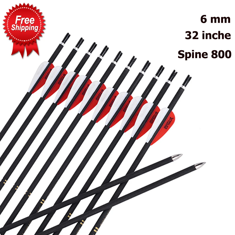 Carbon Arrow 32 inches OD 6mm Spine 800 Replaceable Arrowhead Recurve ...
