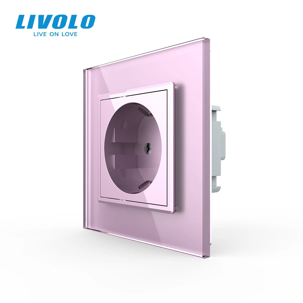 Livolo EU Standard Single Israel Power Socket,Crystal Glass Panel,16A Wall Power Socket,standard ...