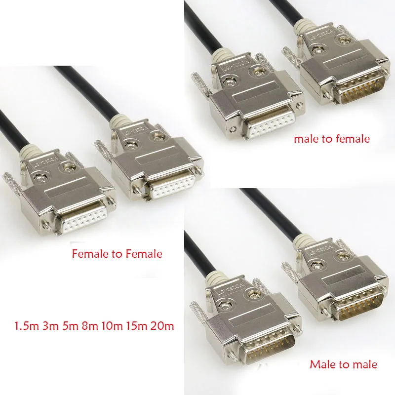 DB15 cable de extensión paralelo macho a hembra, 15 Pines, 2 filas ...