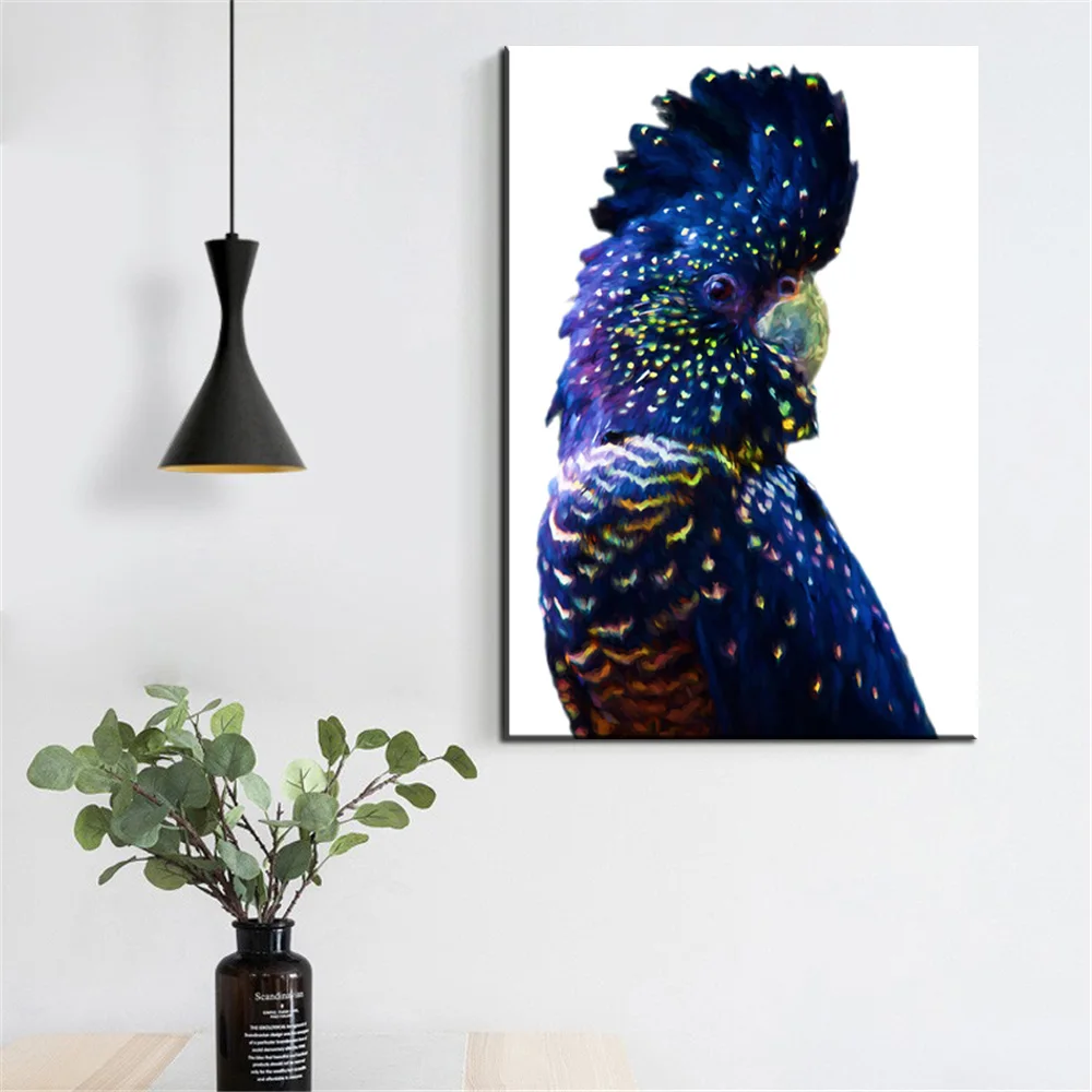 Navy Blue Bird Parrot Canvas Painting Wall Picture Modern Photography ...