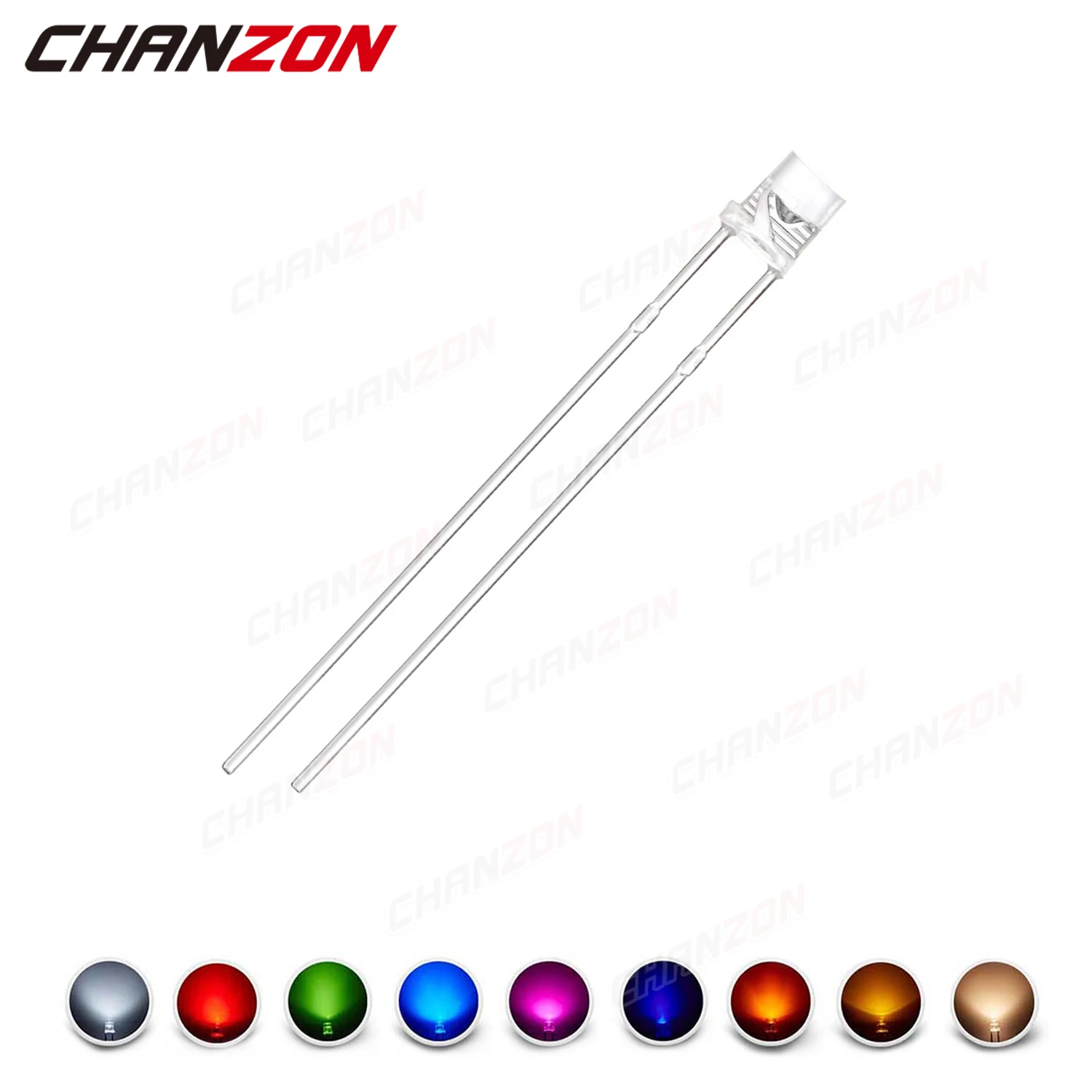 100pcs 3mm LED Diode Flat Top Warm White Red Green Blue UV Purple ...