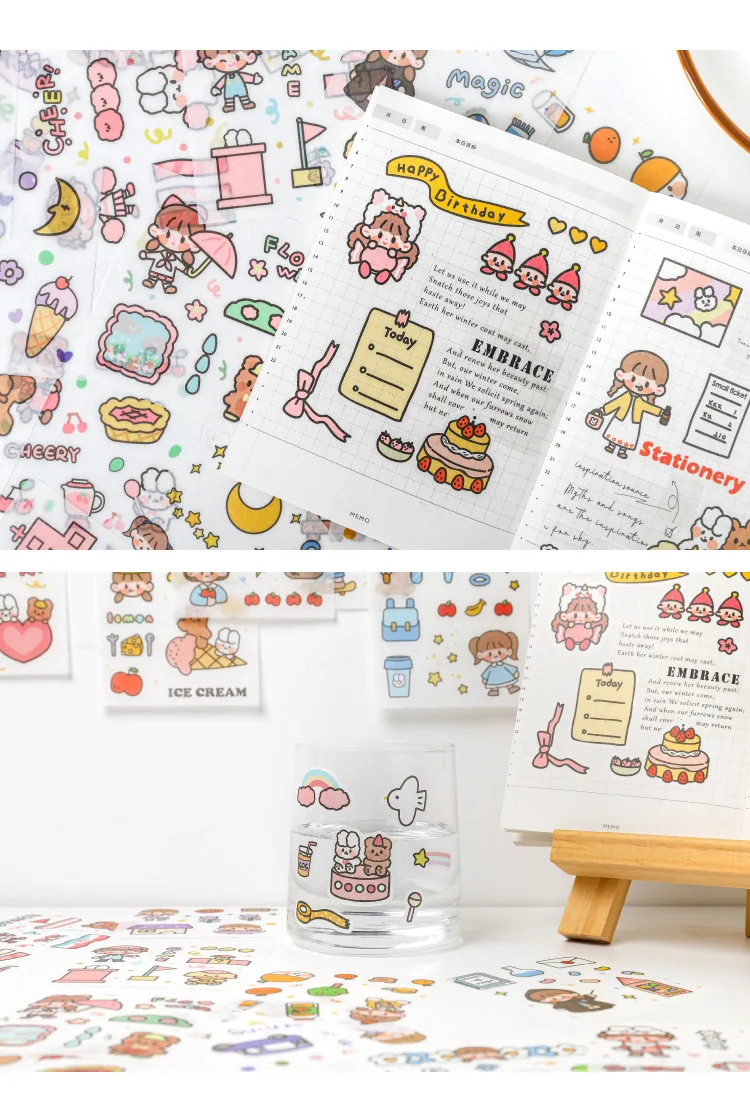 100 pcs/box kawaii Girls' daily life Decorative cute Stationery ...