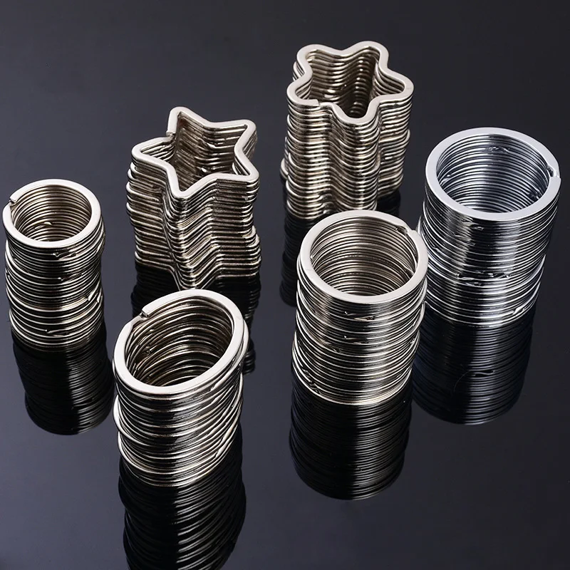 30mm-to-35mm-Round-heart-star-key-rings-100pcs-metal-key-holder-split ...