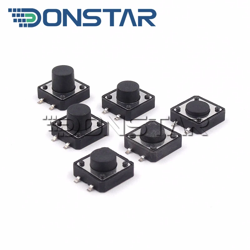 Mini interruptor de botón táctil PCB SMD de 4 pines, microinterruptor de 12x12x500/5/6/7/4,3 MM ...