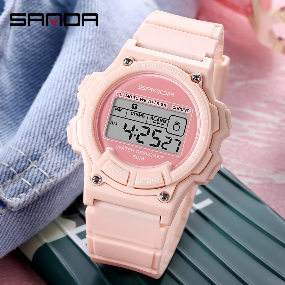 SANDA Sports Women Watch LED Digital Quartz Wrist Fashion Casual ...
