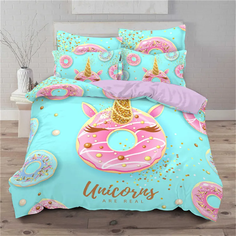Purple-Donuts-Bedding-Set-Pink-Doughnut-Duvet-Cover-For-Kids-Girls ...