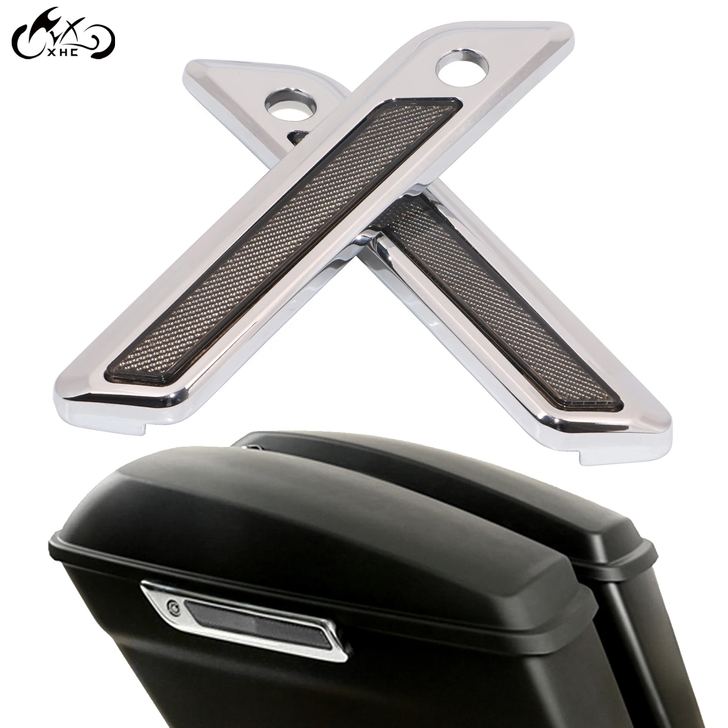 Left And Right Motorcycle Chrome Aluminum Saddlebag Hinge Latch Covers ...