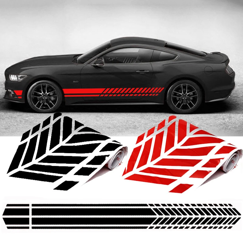 자동차 레이싱 스트라이프 자동차 사이드 도어 스티커 데칼 비닐 그래픽 바디 스티커 허리 사이드 장식 자동차 외관 액세서리