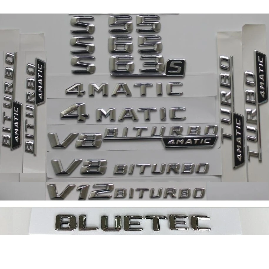 1Pcs NEW 3D V8 BI TURBO Side Fender badge emblems for AMG BITURBO CHR ...