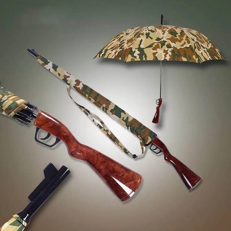 Rifle-imitation-wooden-plastic-handle-gun-umbrella-sunscreen-anti ...