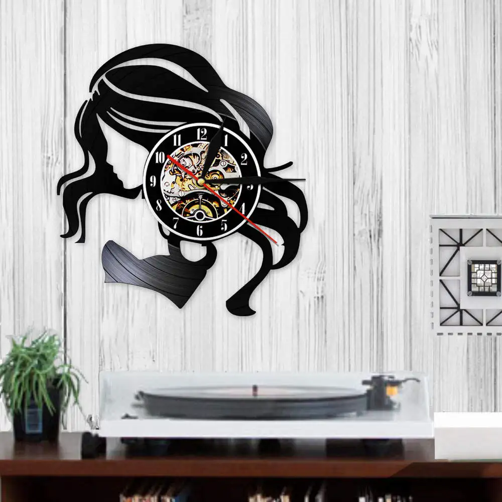 Home Décor Elegant lady Wall Art Ladys Hat Design Vinyl Record Wall ...