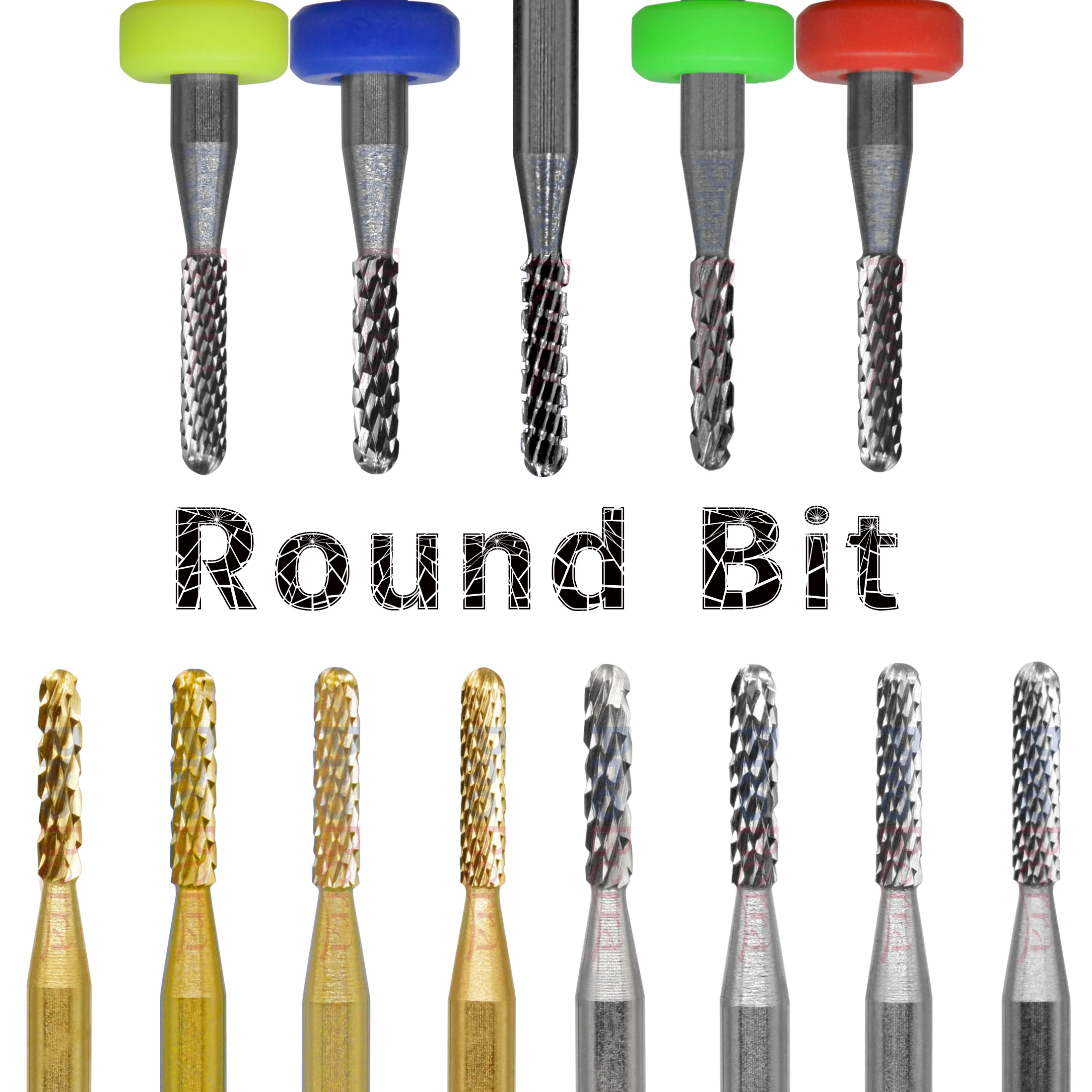 Nailtools Tungsten Steel Carbide Nail Drill Round Bit Silver Gold C M F ...