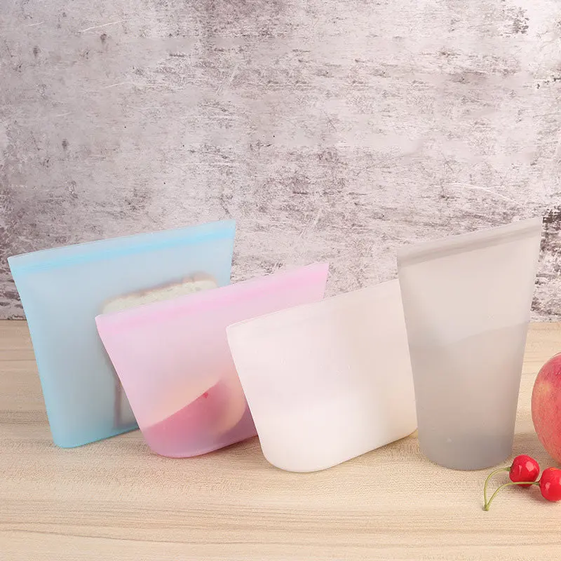3pcs Kitchen Storage Zero Waste Reusable Silicone Ziplock Bag Leakproof ...
