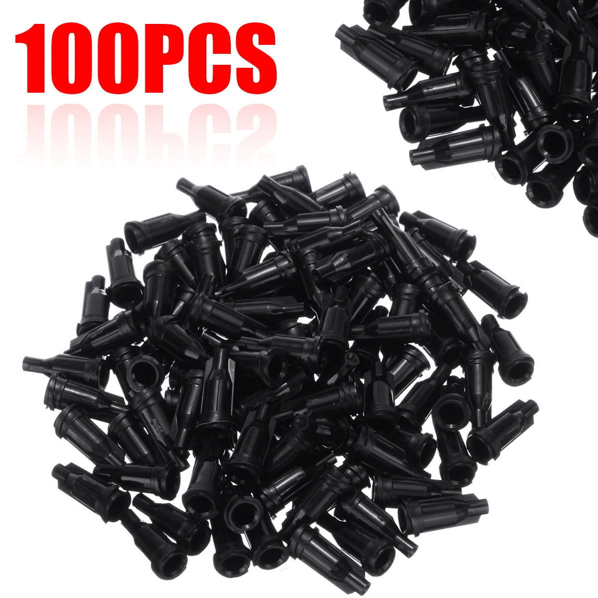 100pcs-High-Quality-Black-Syringe-Tips-Caps-Injector-Dispenser-Needle ...