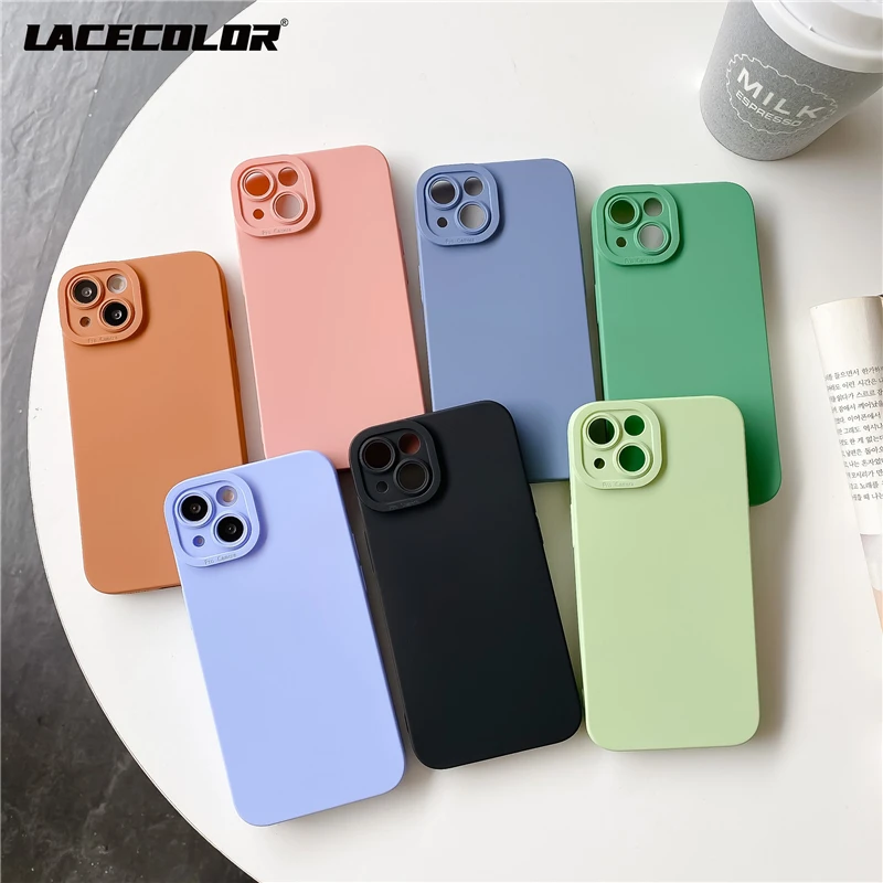Simple-Matte-Soft-Solid-Color-Silicone-Case-For-iPhone-13-11-12-Mini ...