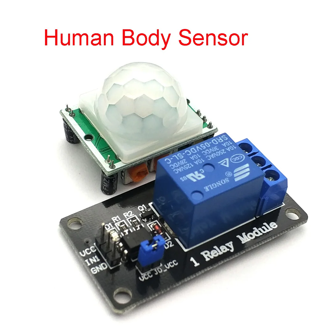 HC-SR501-Human-Infrared-Pyroelectr-Sensor-PIR-5V-1-Channel-Relay-Module ...