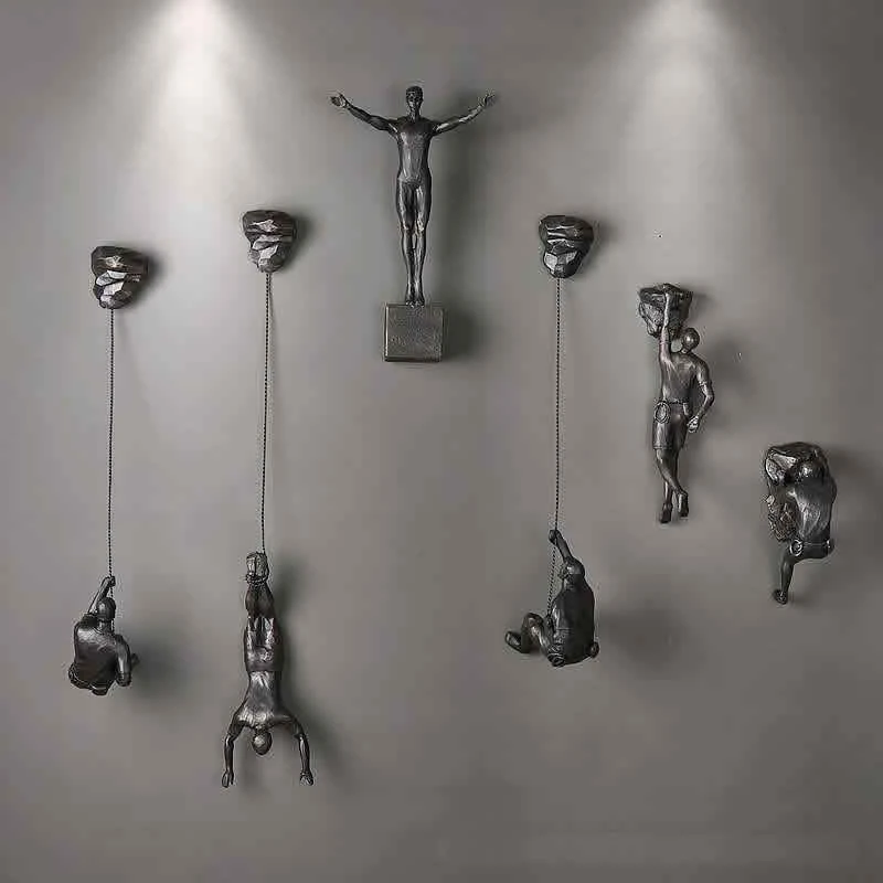 Resin Wall Mounted Hang Rock Climbing Figure Climber Sports Statue ...