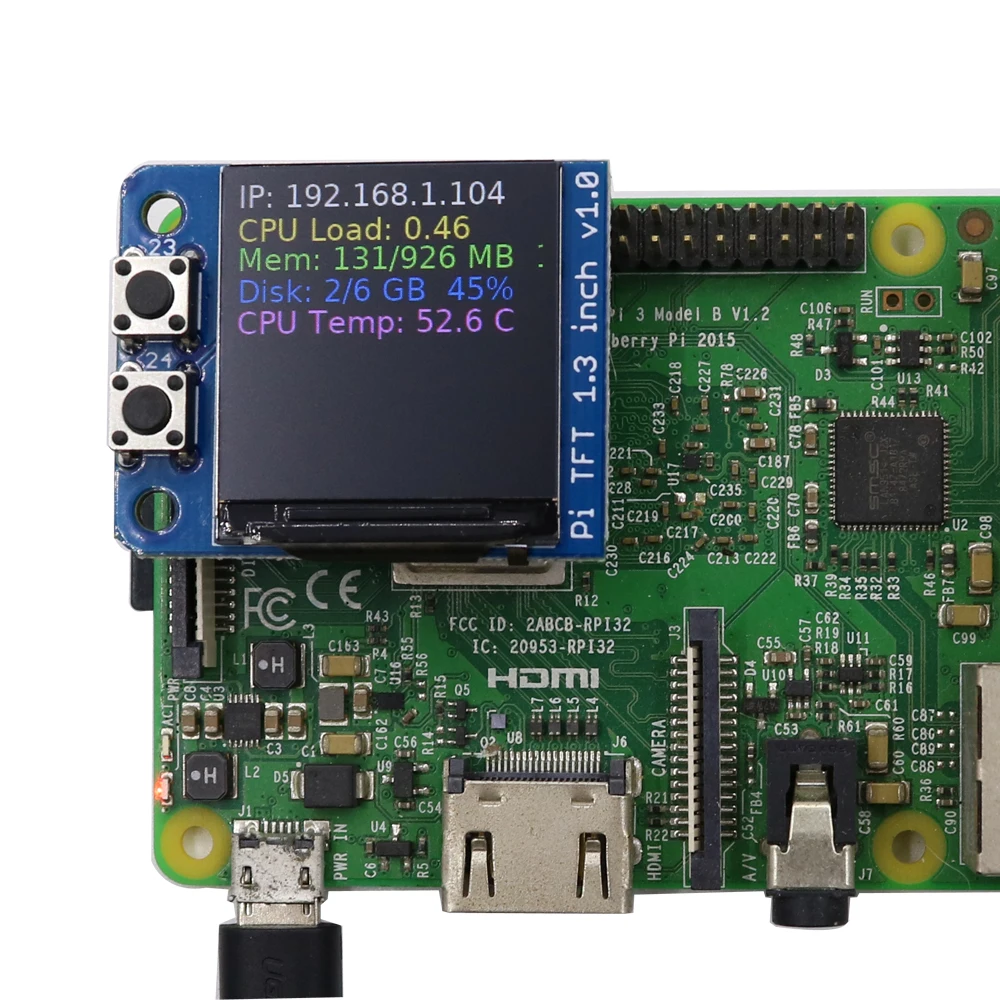 Малиновый монитор Mini PI TFT DA 1,3 "ISP дисплей HD schermo Raspberry ...