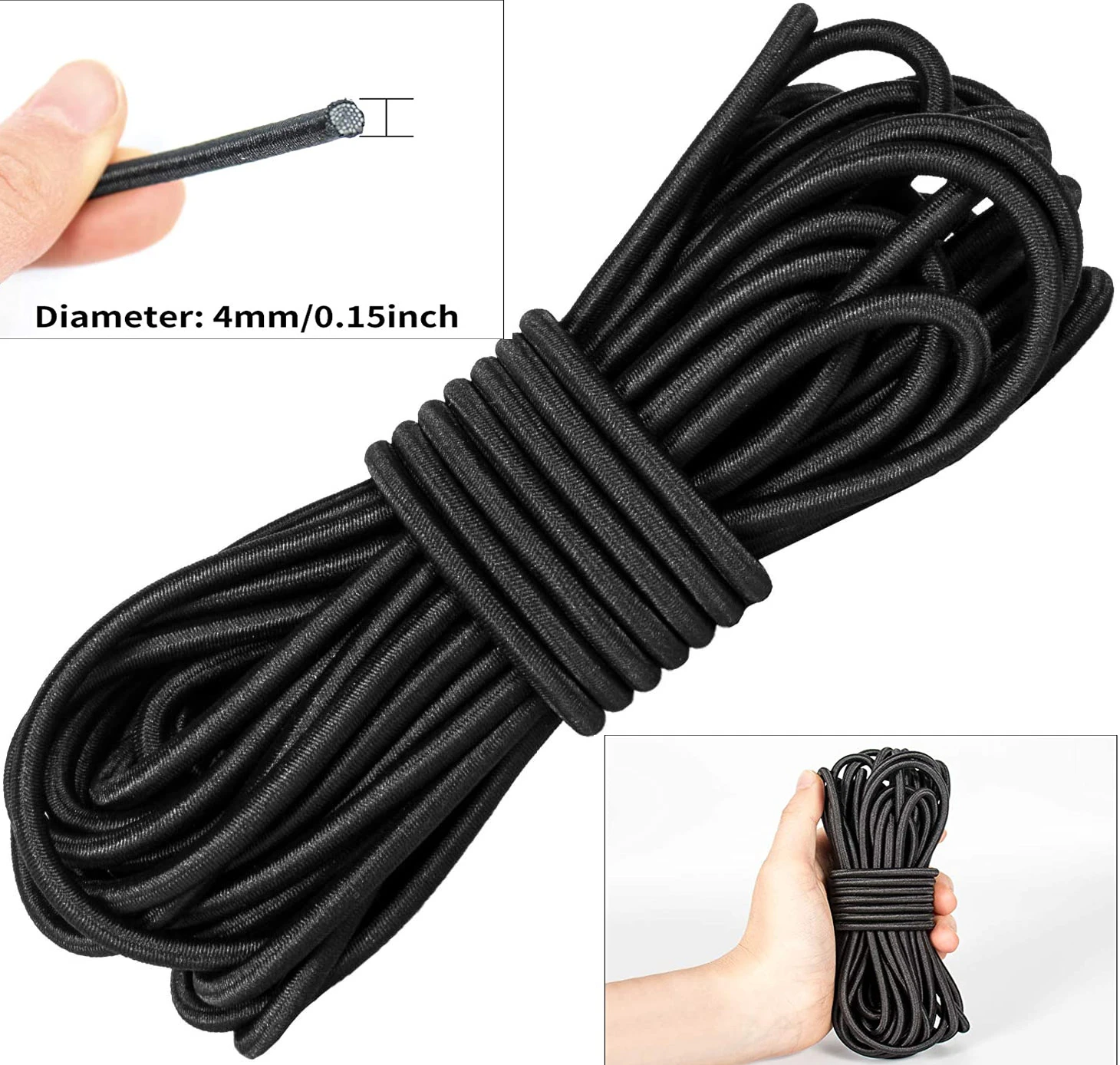 1/2/3/4/5MM Strong Elastic Rope White/black High Quality Elastic Rope ...