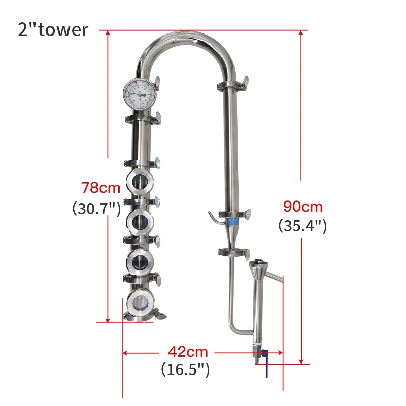 HOOLOO 2/3/4 inch Copper Bubble Plates Distillation Column For ...