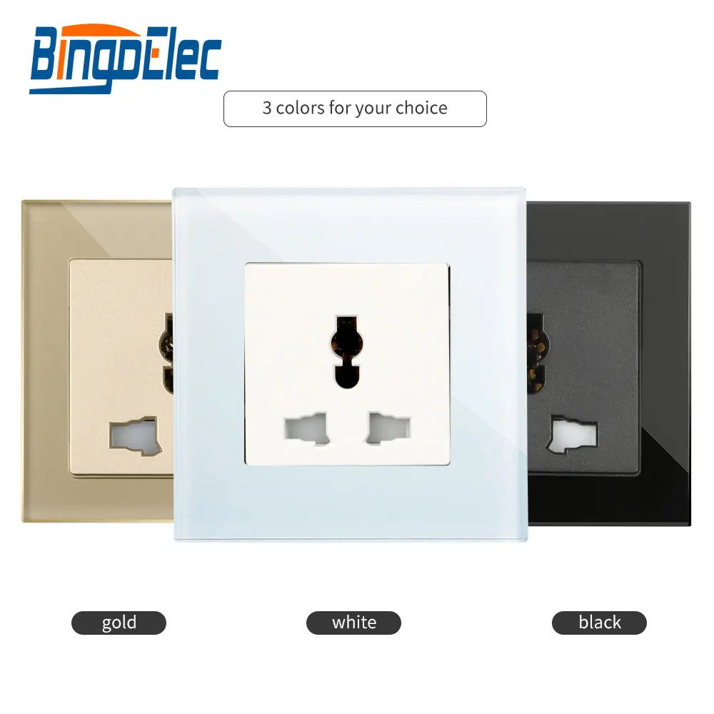 UK style White Crystal Toughened Glass Panel Multifunction13A socket ...