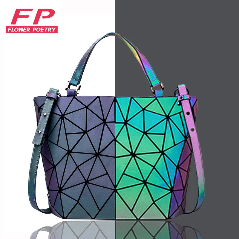 2022 New Women Shoulder Bags Purse Set Geometry Folding Luminous ...