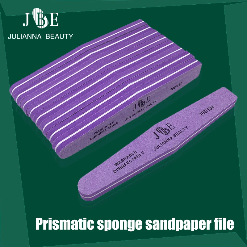 6Pcs/lot Purple Nail File Sanding Buffer Block 100/180 Sandpaper emery ...
