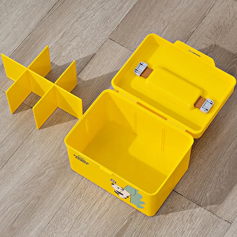 Portable Plastic Storage Box With Detachable Dividers Home Office ...