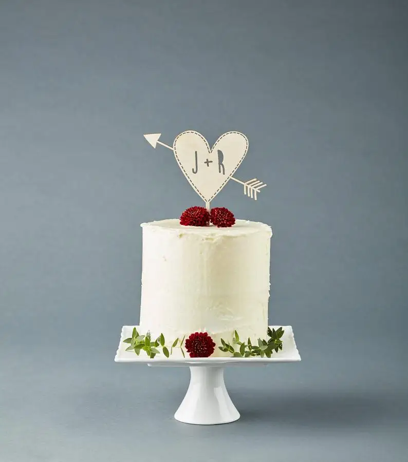 Rustic Heart Wedding Cake Toppers