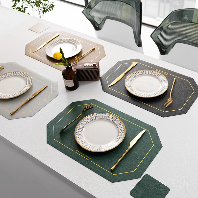 Placemats-PU-Leather-Table-Mat-Heat-Insulation-Nordic-Anti-Slip-Water ...