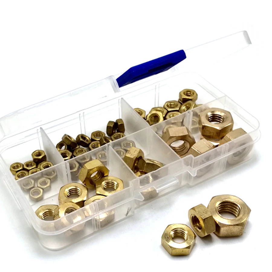 M3 M4 M5 M6 M8 M10 H62 Brass Nuts Kit , Metric Thread Hex Nut , B004 ...
