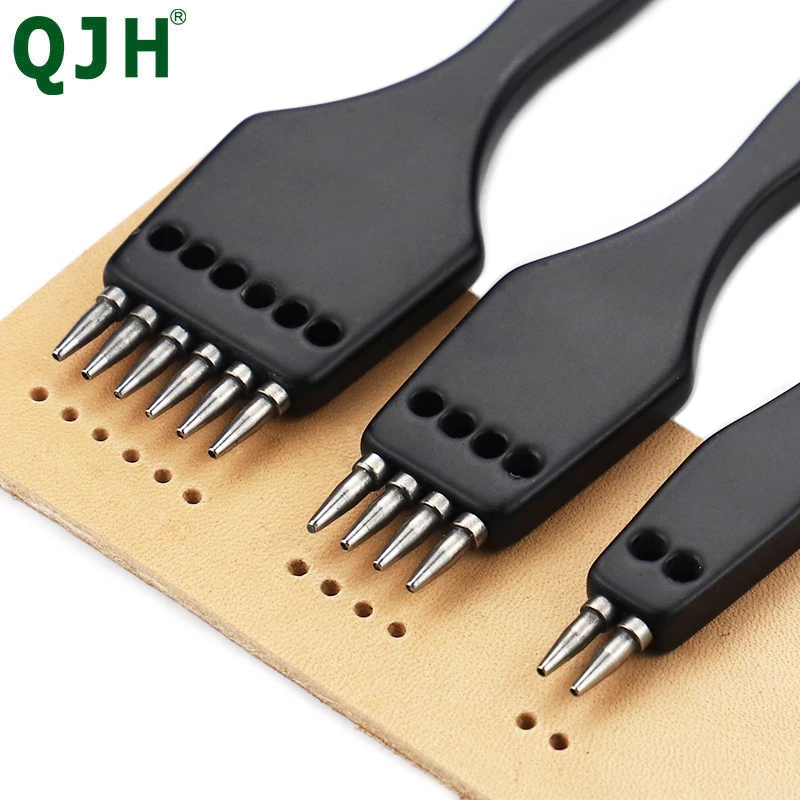 2-4-6-teeth-Leather-Hole-Punches-Hole-Punching-Nail-DIY-Black-Row-Hand ...