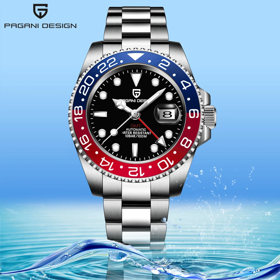 Pagani Design Luxury Gmt Watch Men's Mechanical Watch Stainless Steel ...