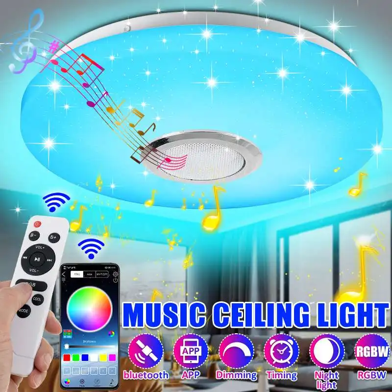 72W Modern Design LED Ceiling Lights Remote Control bluetooth Speaker ...