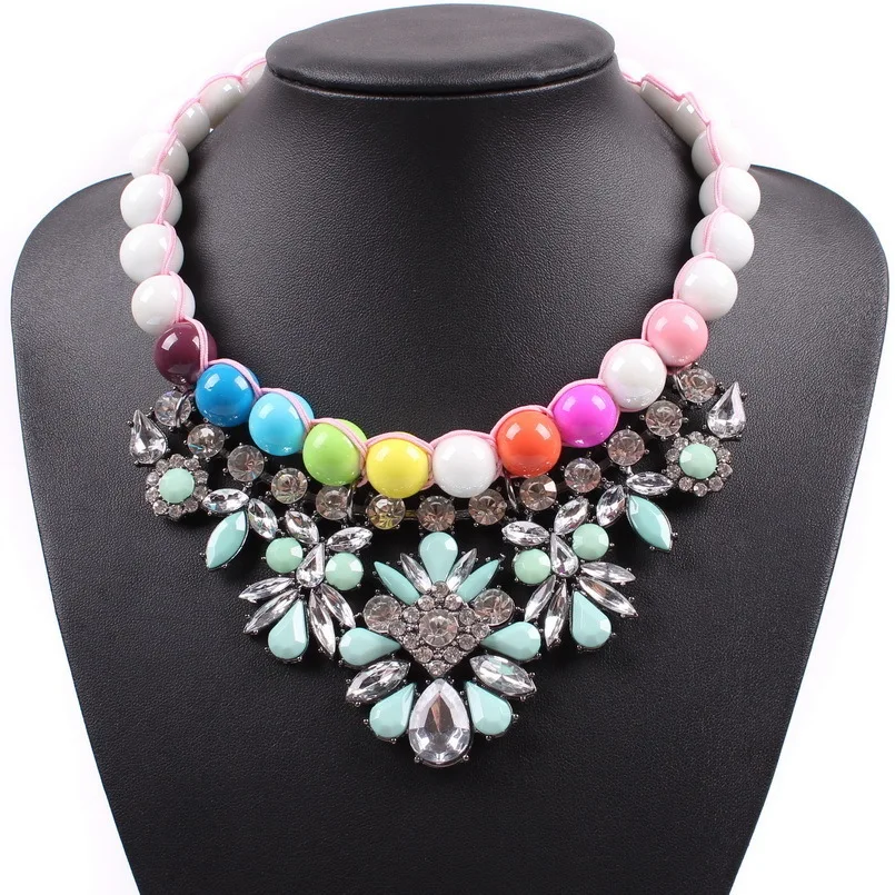 2021 New Fashion Women Chunky Colorful Crystal Pendant Bead Shape ...