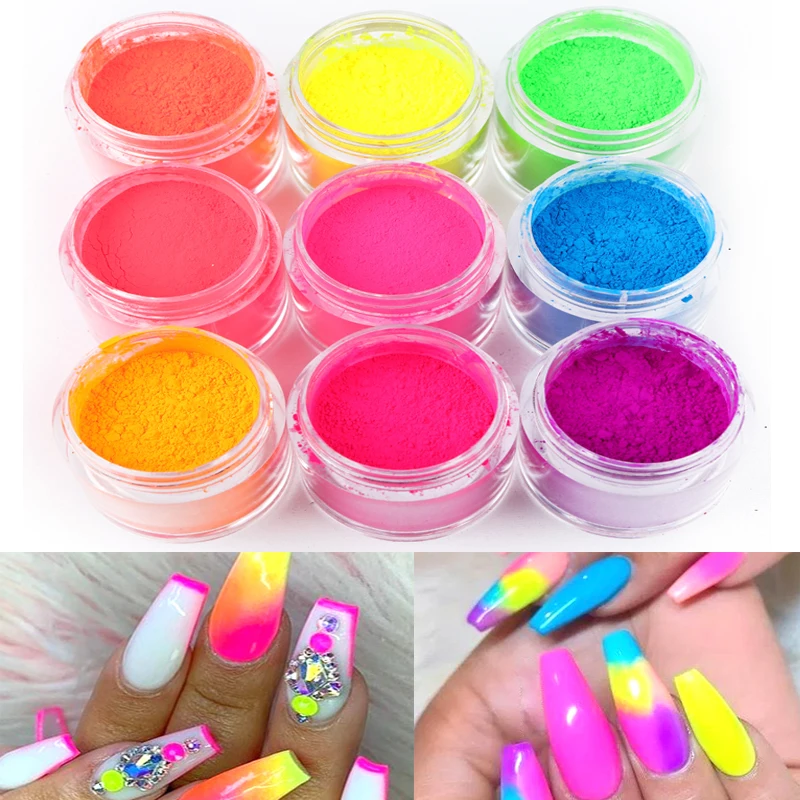 10ML Neon Pigment Powder Fluorescence Nail Glitter Summer Shinny Dust ...