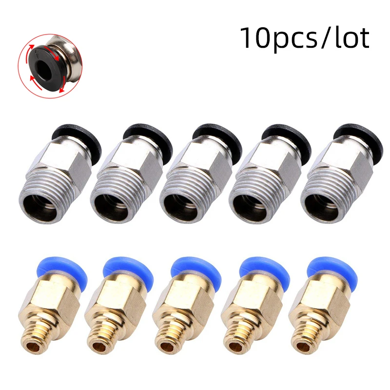 10pcs/lot Pc4-m10 Pneumatic Connectors For 3d Printers Parts Bowden ...