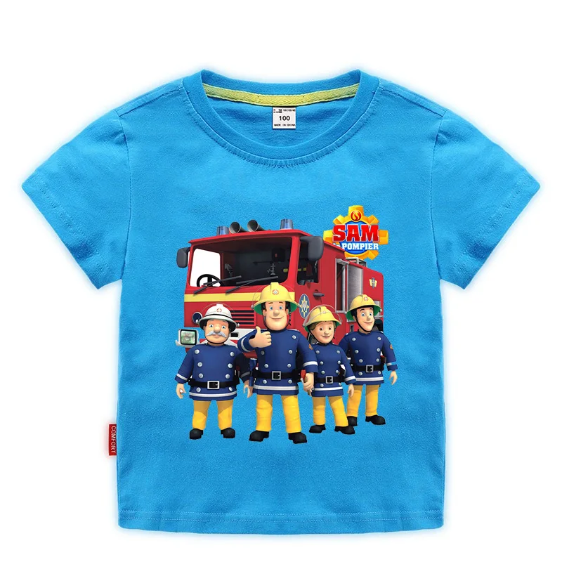Children-Cartoon-Fireman-Sam-Print-Cotton-T-shirts-for-Boy-Shirt-Girl ...
