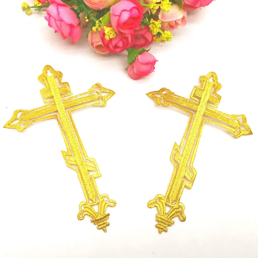 Applique Gold Lace Embroidery | Embroidery Applique Trim Gold ...