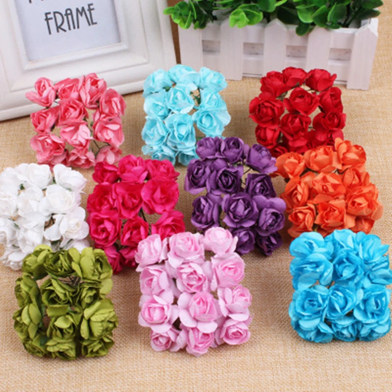 144pcs 3cm Mini Paper Rose Artificial Sims Azalea Flower Bouquet ...