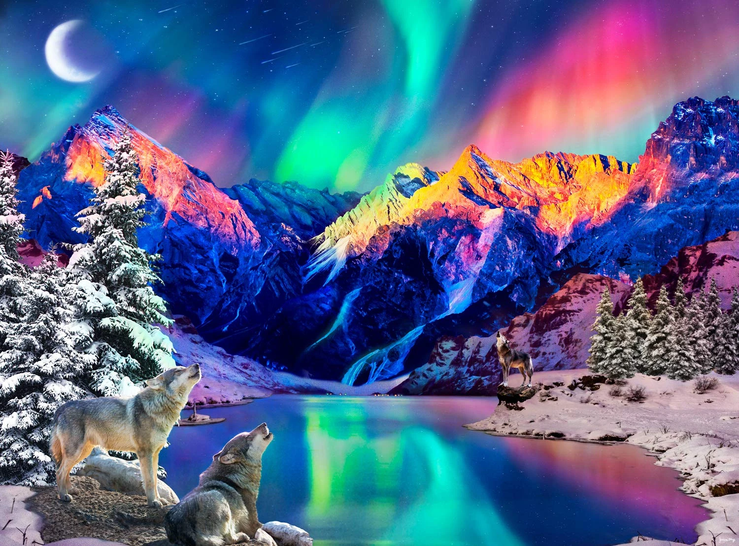 Blue Northern Lights Wolf