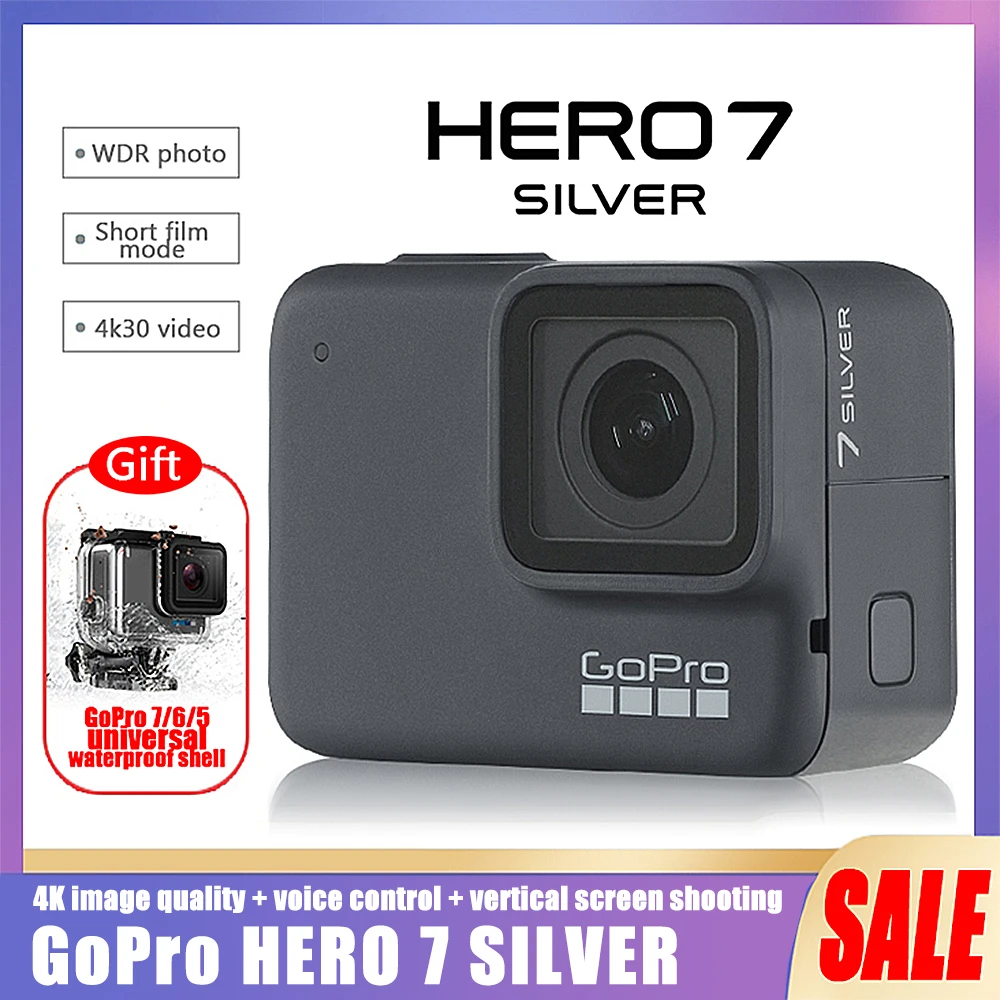 For-GoPro-HERO-7-silver-4k30-frame-vertical-camera-HD-anti-shake-WiFi ...