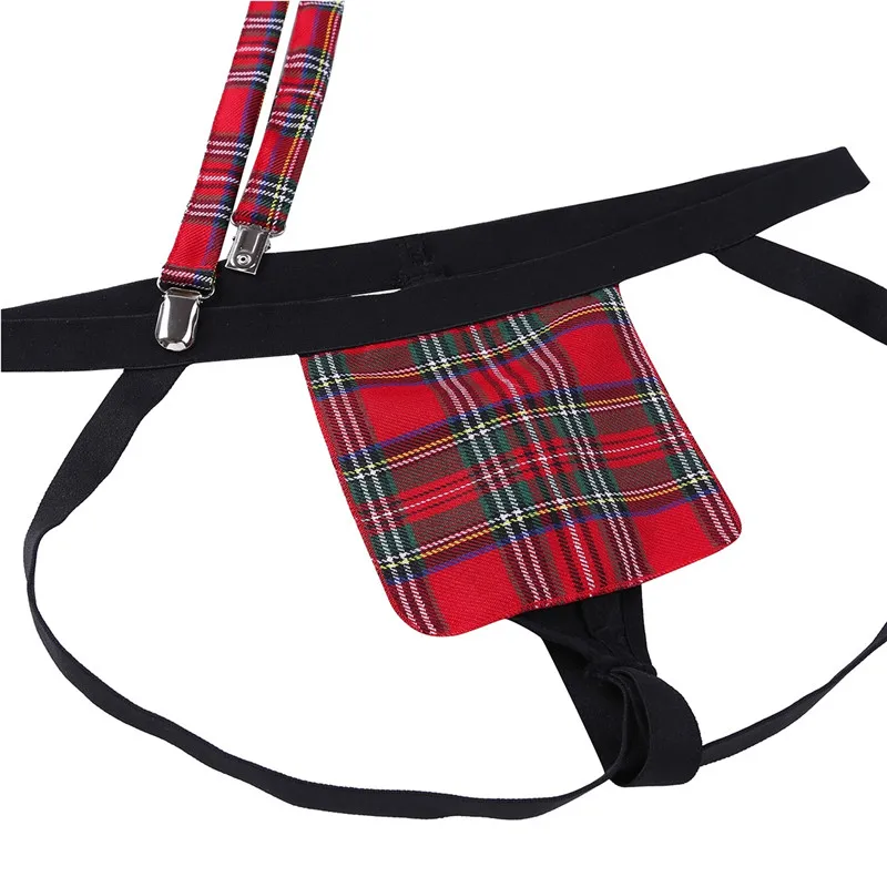 Mens Sissy Lingerie Low Rise Open Back Bulge Pouch Plaid Loincloth Flap ...